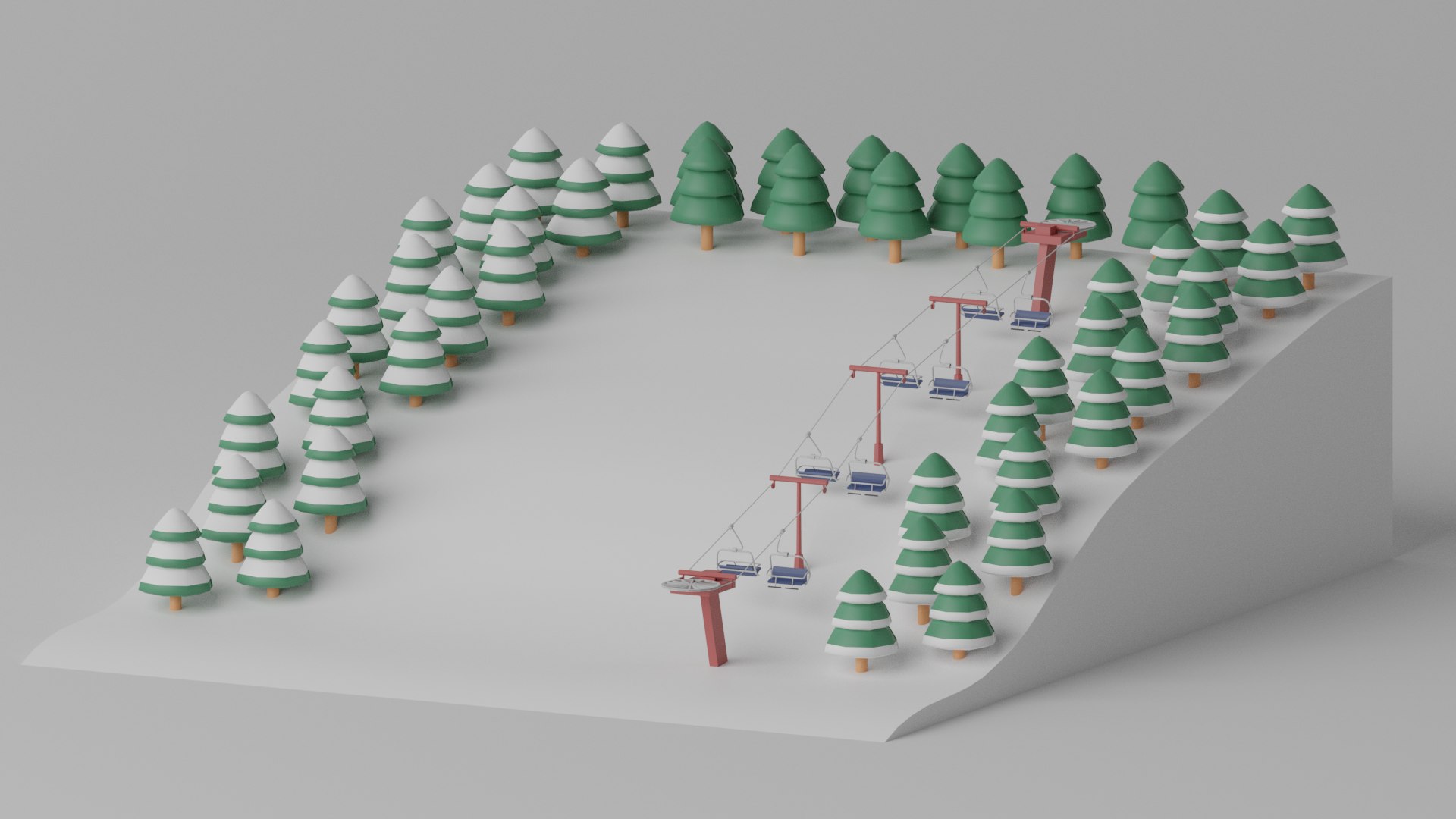 Ski Slope Lift Mountain Pack 3D - TurboSquid 2180654