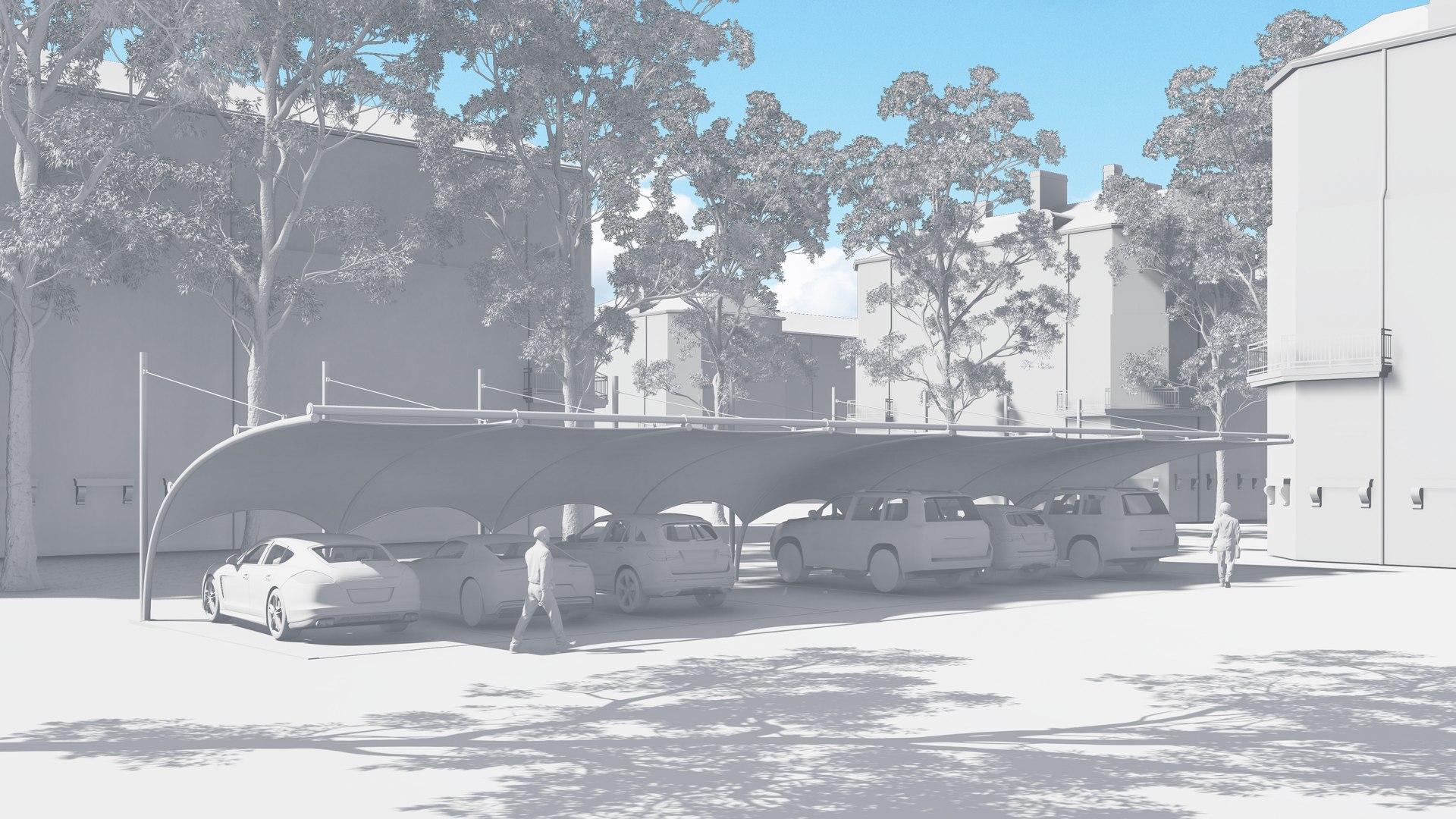 Car Parking Tensile Structure 3D Model - TurboSquid 2120671