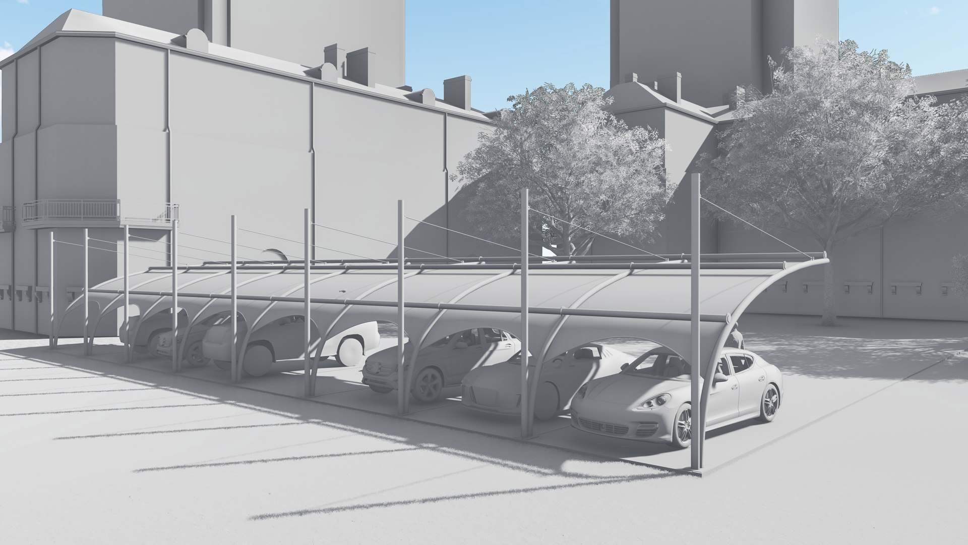 Car Parking Tensile Structure 3D Model - TurboSquid 2120671