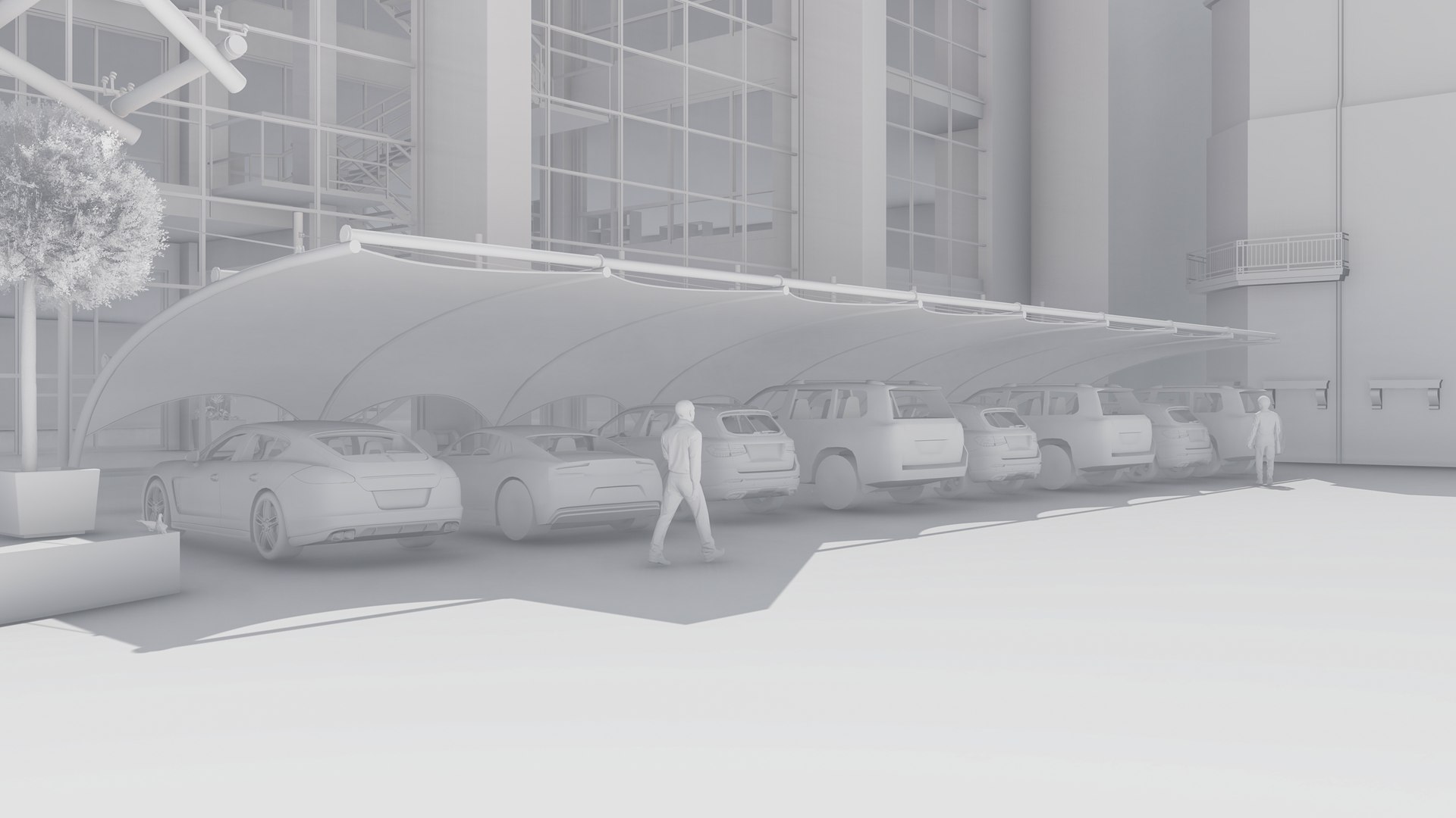 Car Parking Tensile Structure 3D Model - TurboSquid 2120671