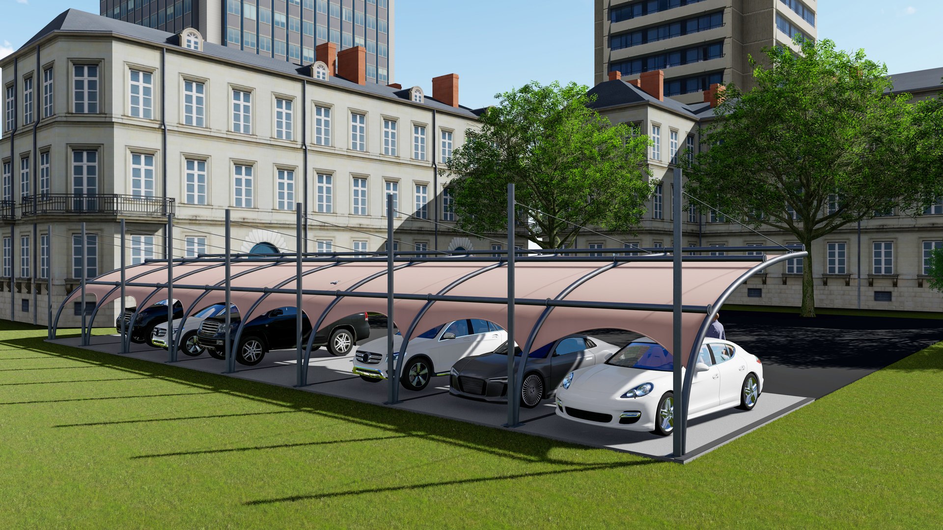 Car Parking Tensile Structure 3D Model - TurboSquid 2120671