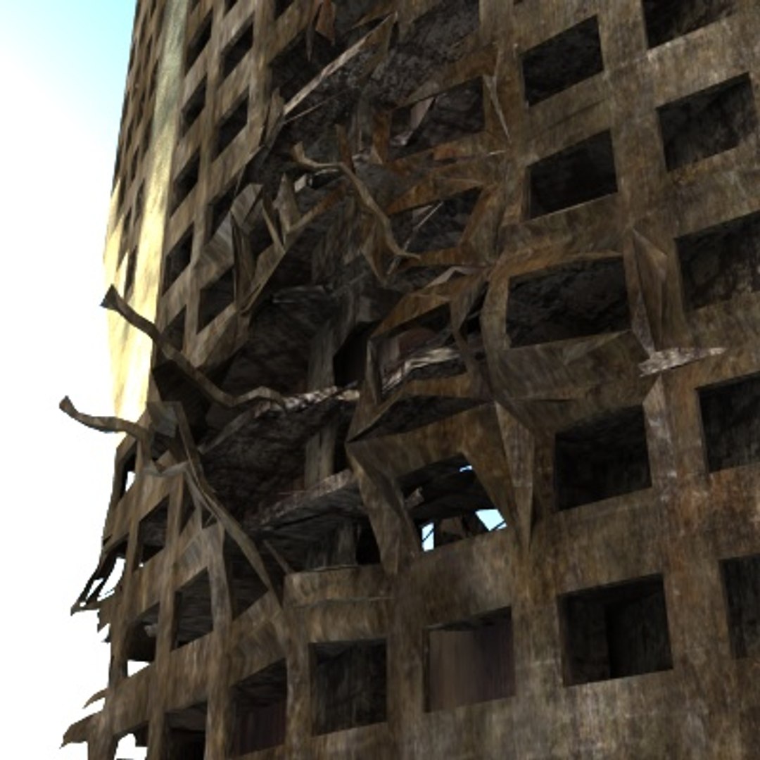 Futuristic Buildings Ruined City 3d Model