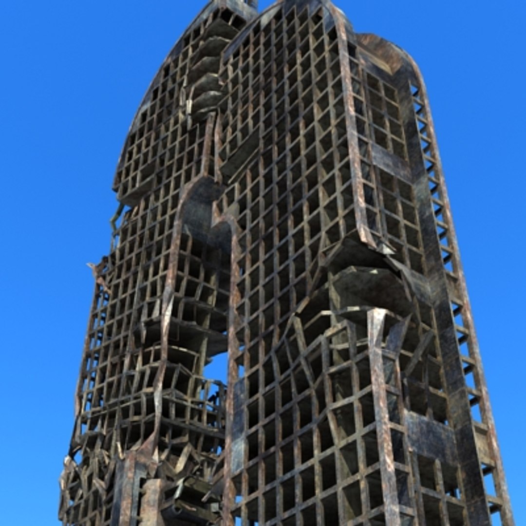 Futuristic Buildings Ruined City 3d Model