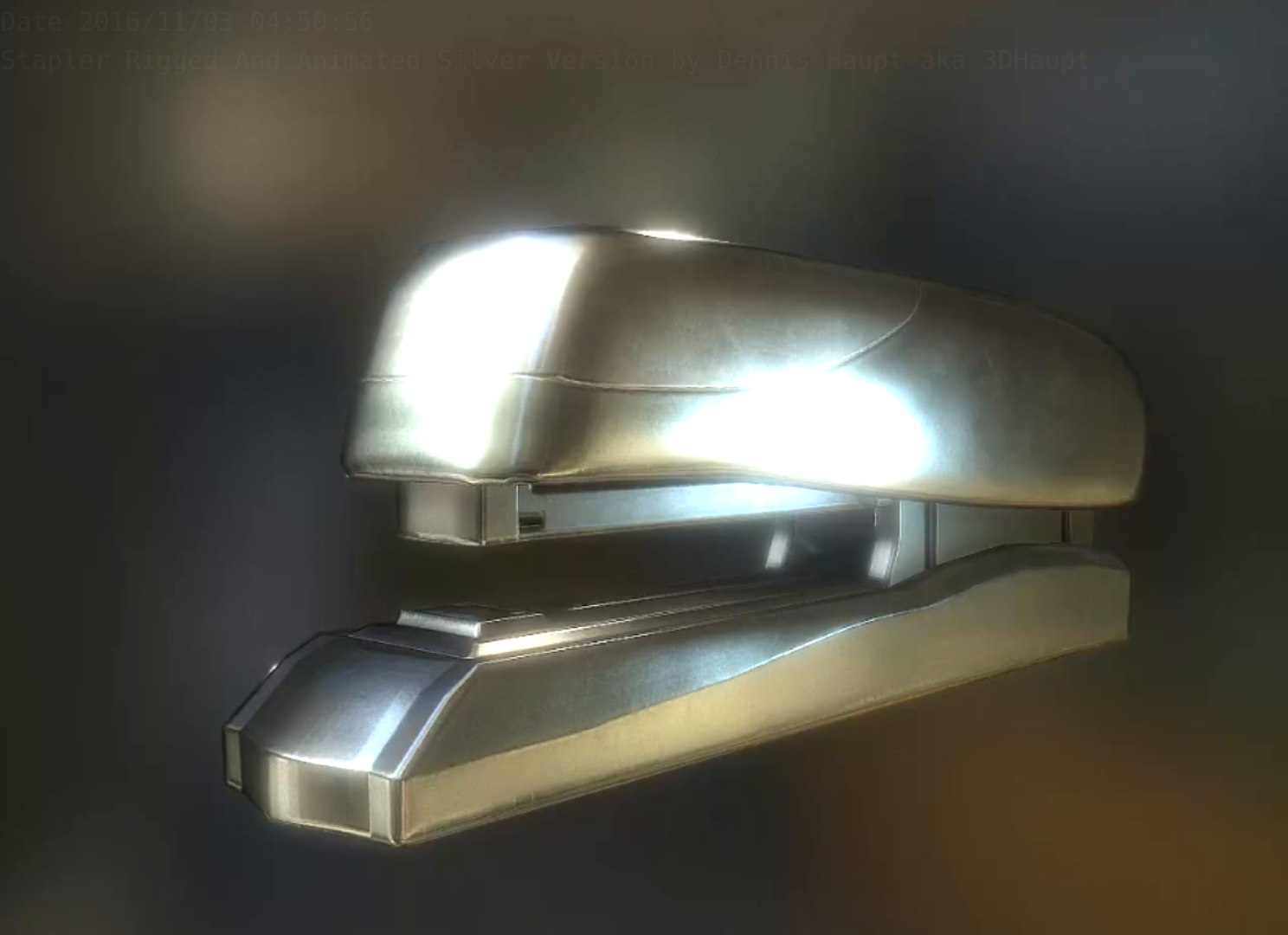 3d Model Stapler Rigged Silver