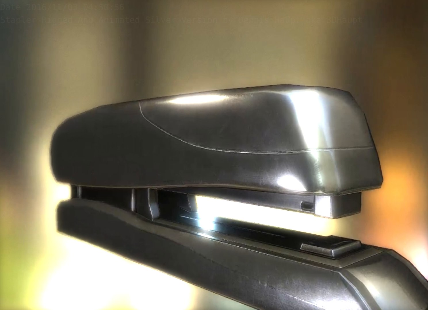 3d Model Stapler Rigged Silver