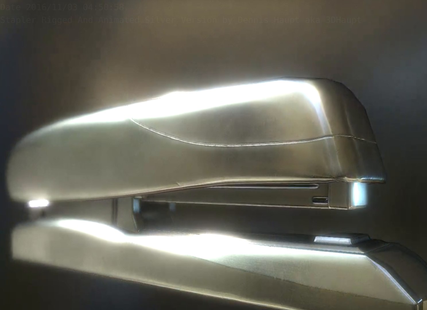 3d model stapler rigged silver
