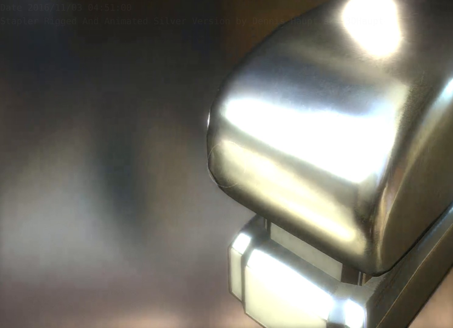 3d Model Stapler Rigged Silver