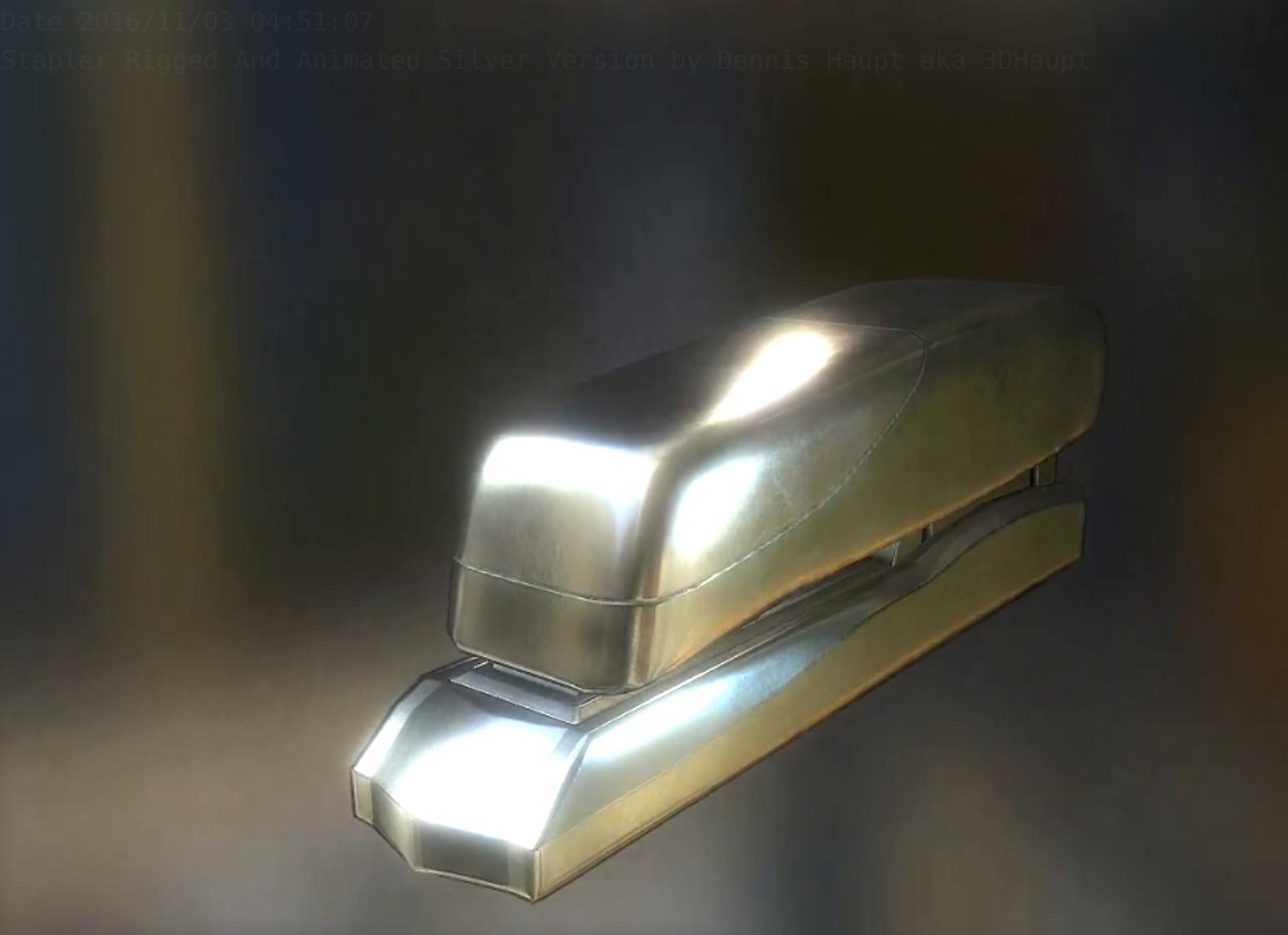 3d model stapler rigged silver