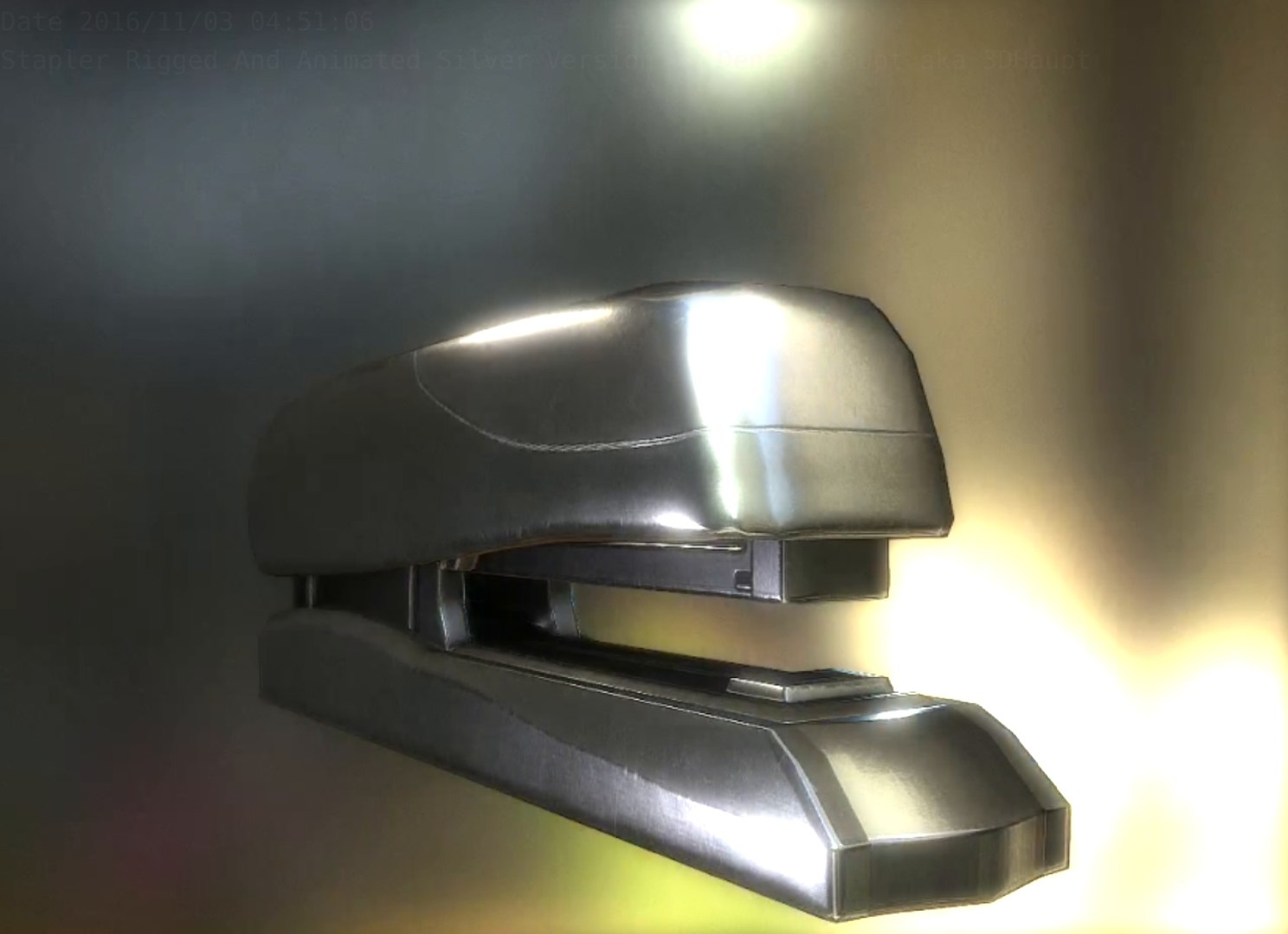 3d model stapler rigged silver
