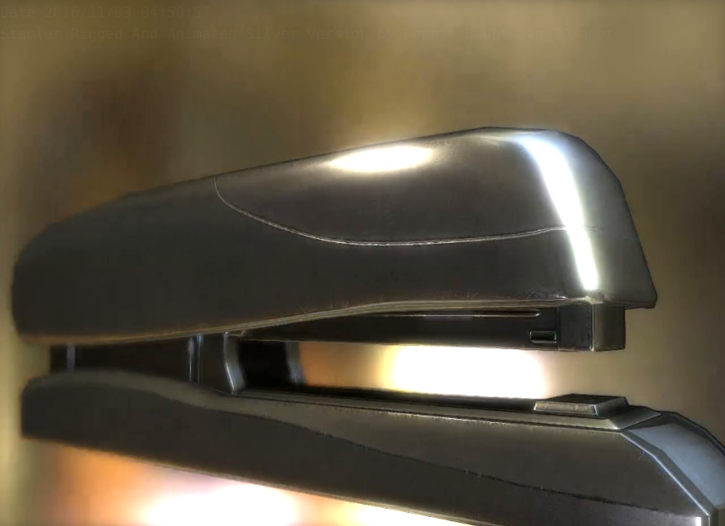 3d Model Stapler Rigged Silver