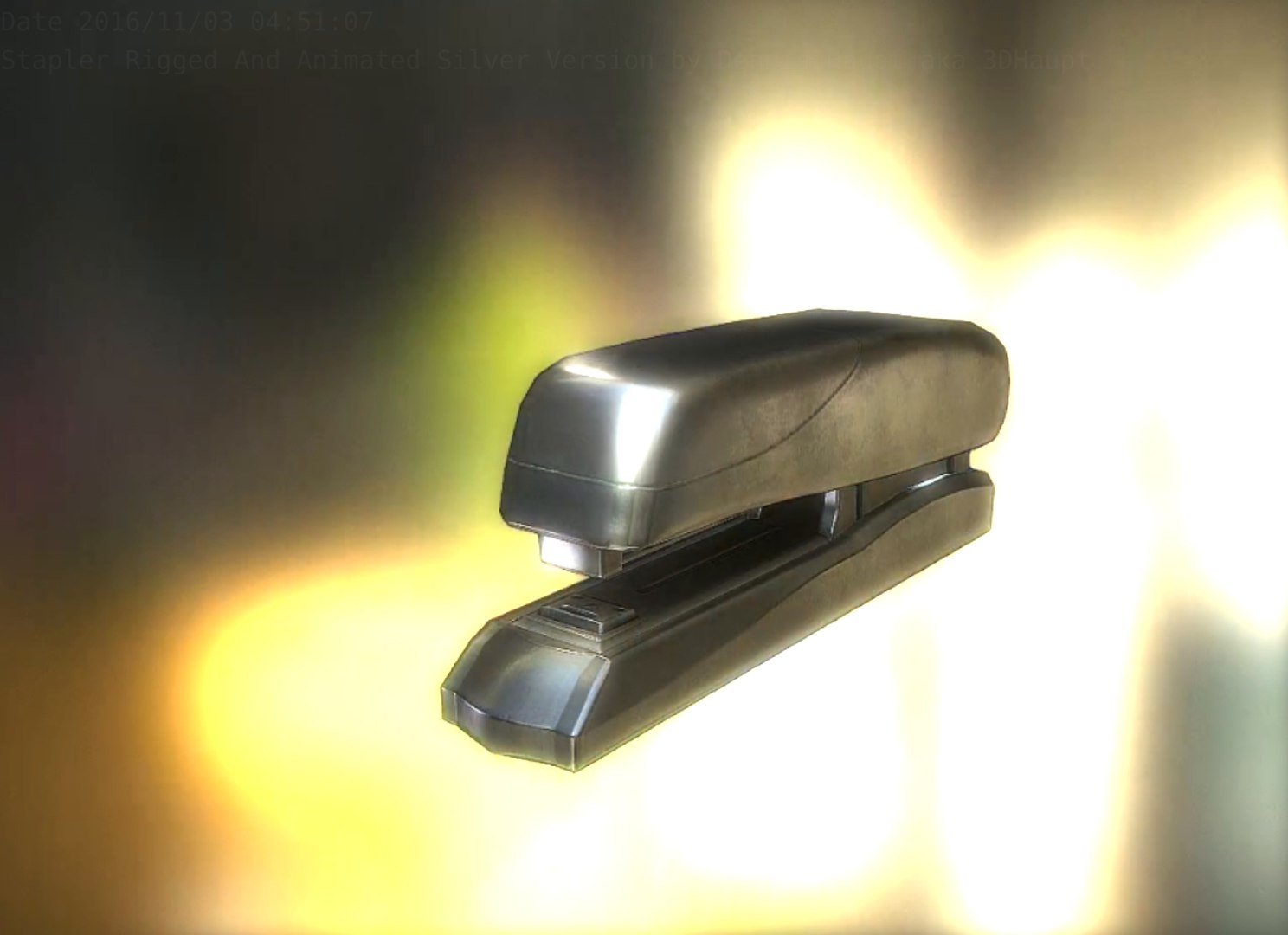 3d model stapler rigged silver
