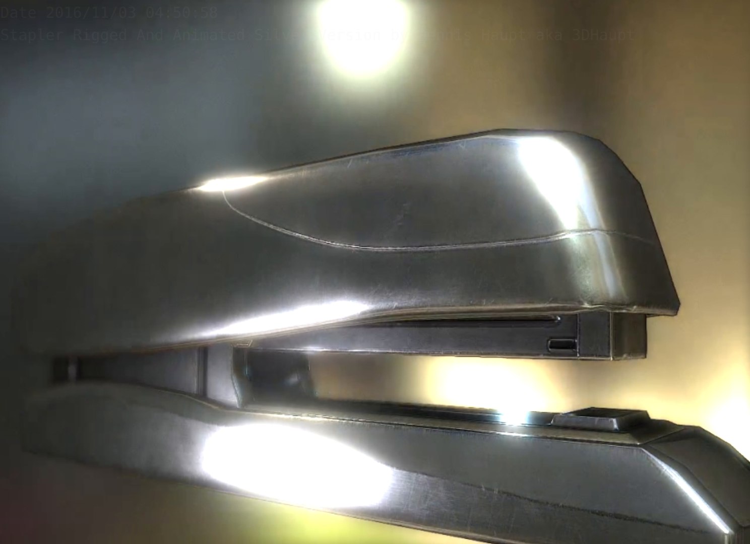 3d Model Stapler Rigged Silver