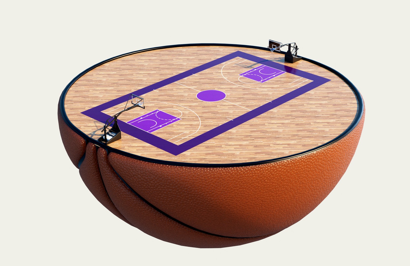 Basketball Half Ball And Basketball Court 3D Model - TurboSquid 2131126