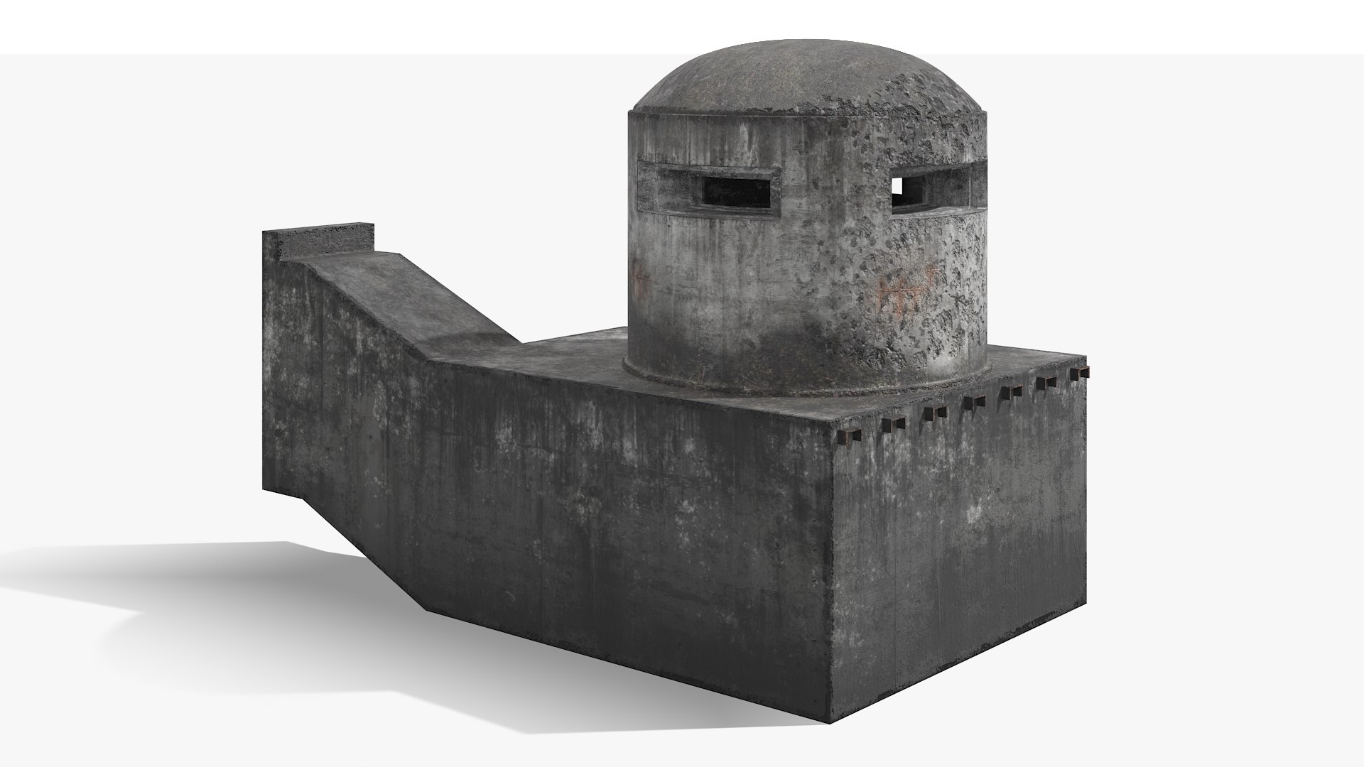 3D Reinforced Concrete Turret Bunker Old Model - TurboSquid 2423675