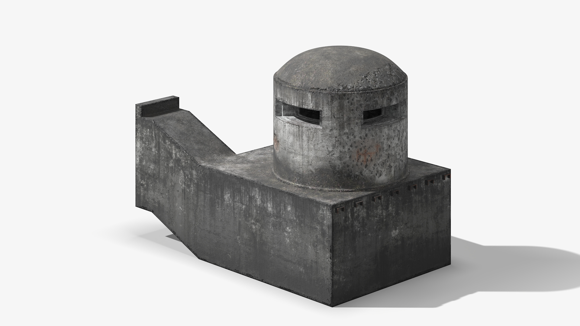 3D Reinforced Concrete Turret Bunker Old Model - TurboSquid 2423675