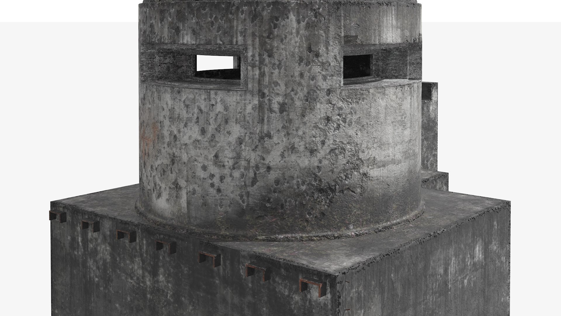 3D Reinforced Concrete Turret Bunker Old Model - TurboSquid 2423675