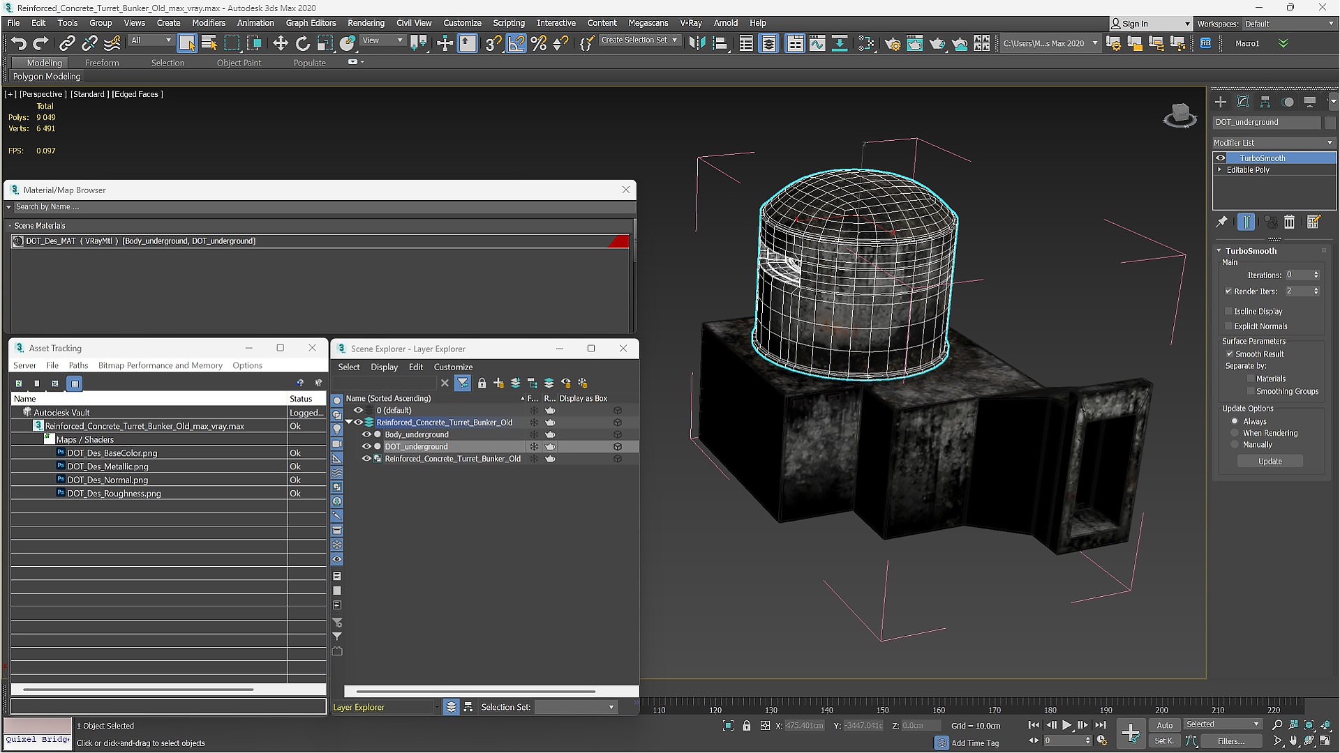 3D Reinforced Concrete Turret Bunker Old Model - TurboSquid 2423675