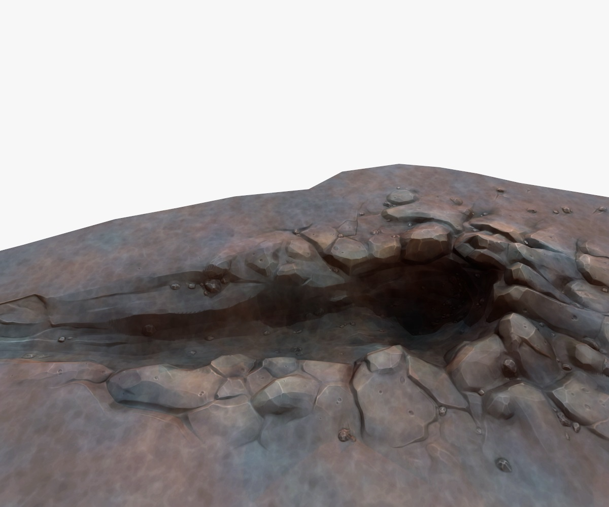 low-poly cartoon crater 3d model