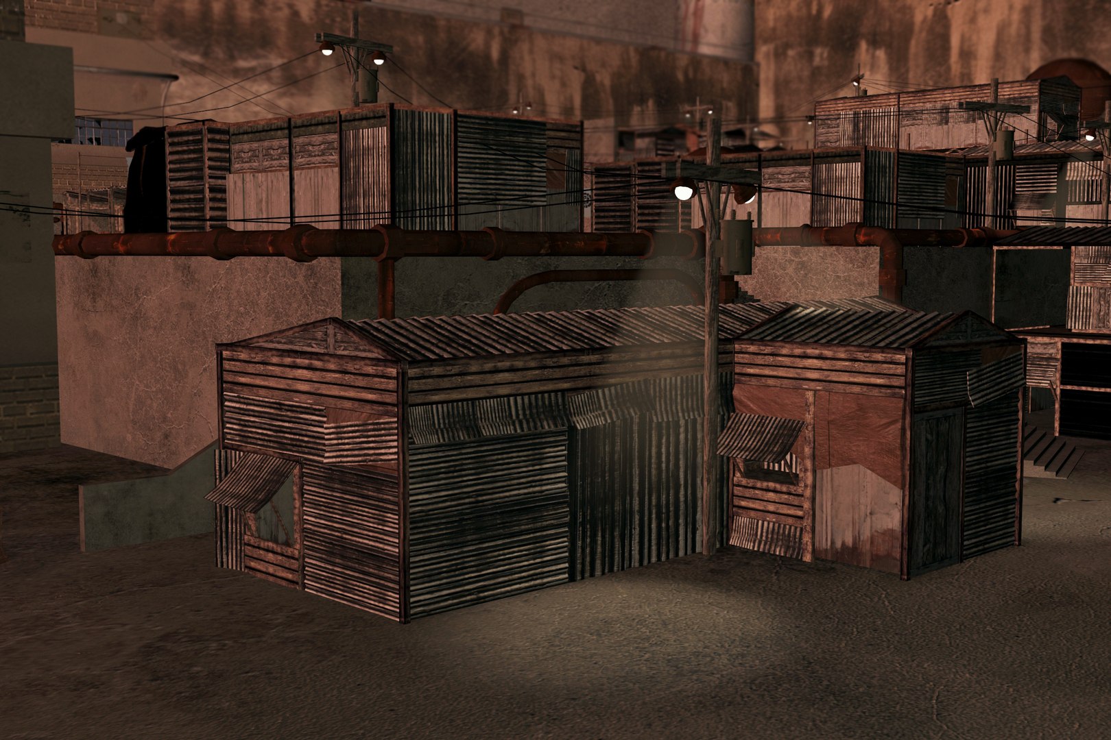 3d Slums Buildings Model