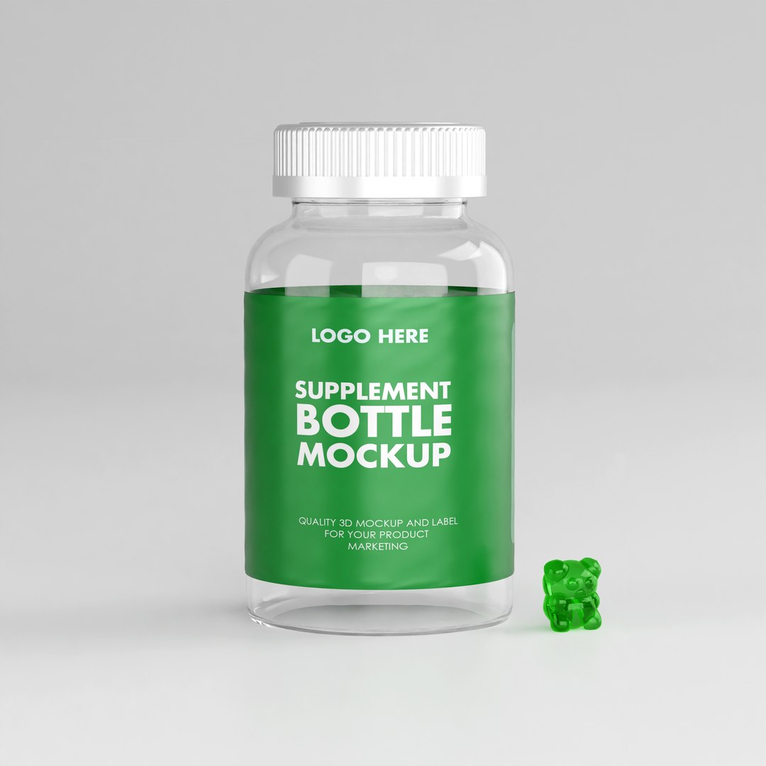 3D High-Quality 3D Supplement Jar Container Model And Gummi Model ...