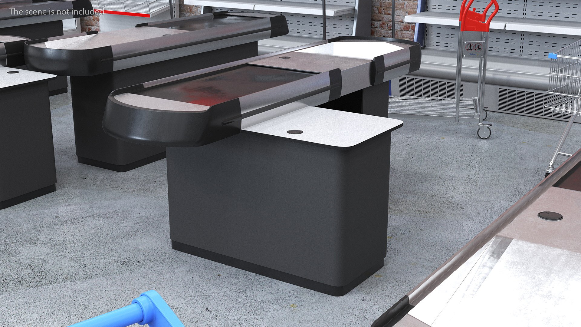 3D Small Supermarket Checkout Counter Grey model - TurboSquid 2178344