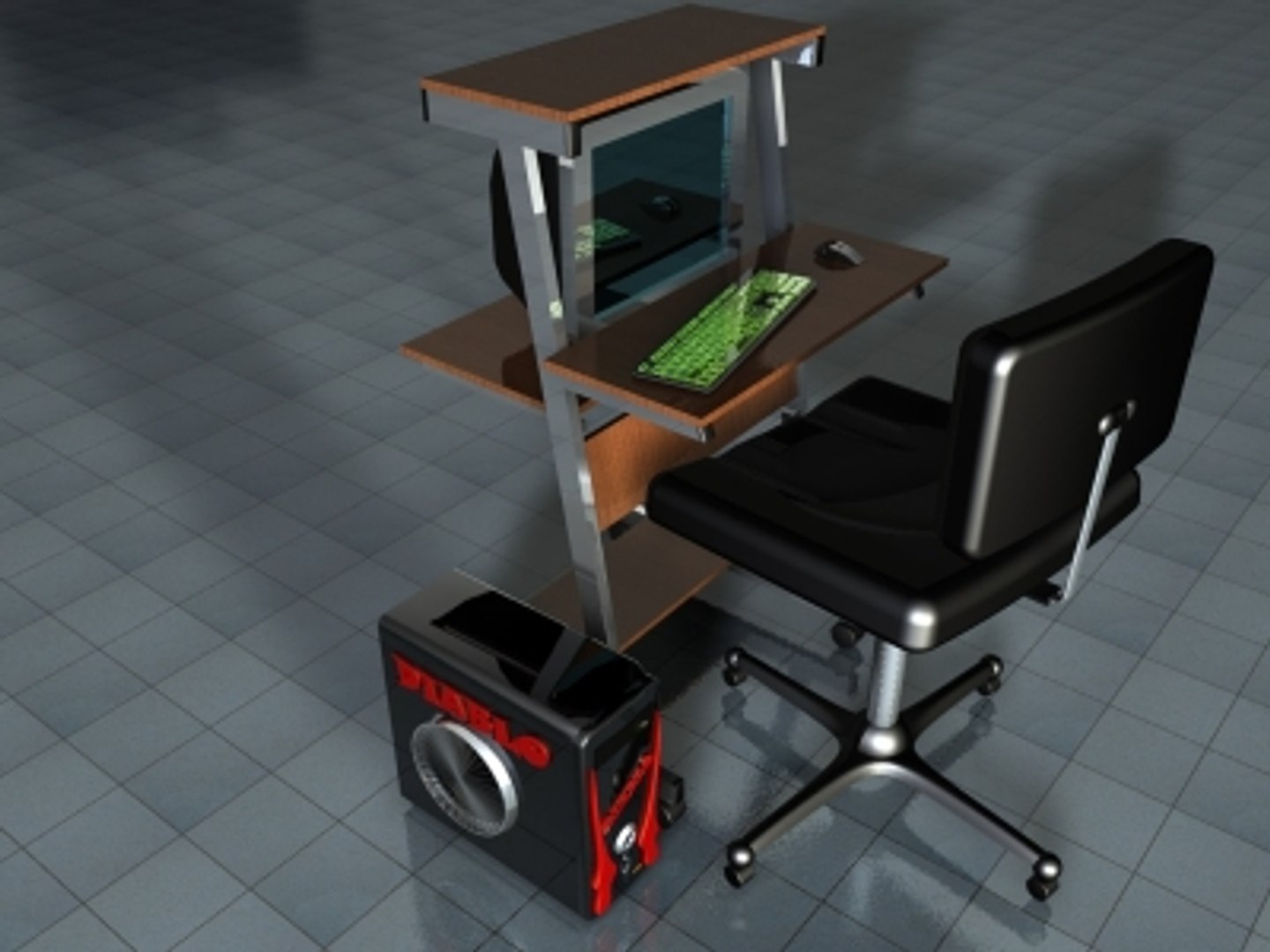 3d Model Chair Desk Computer