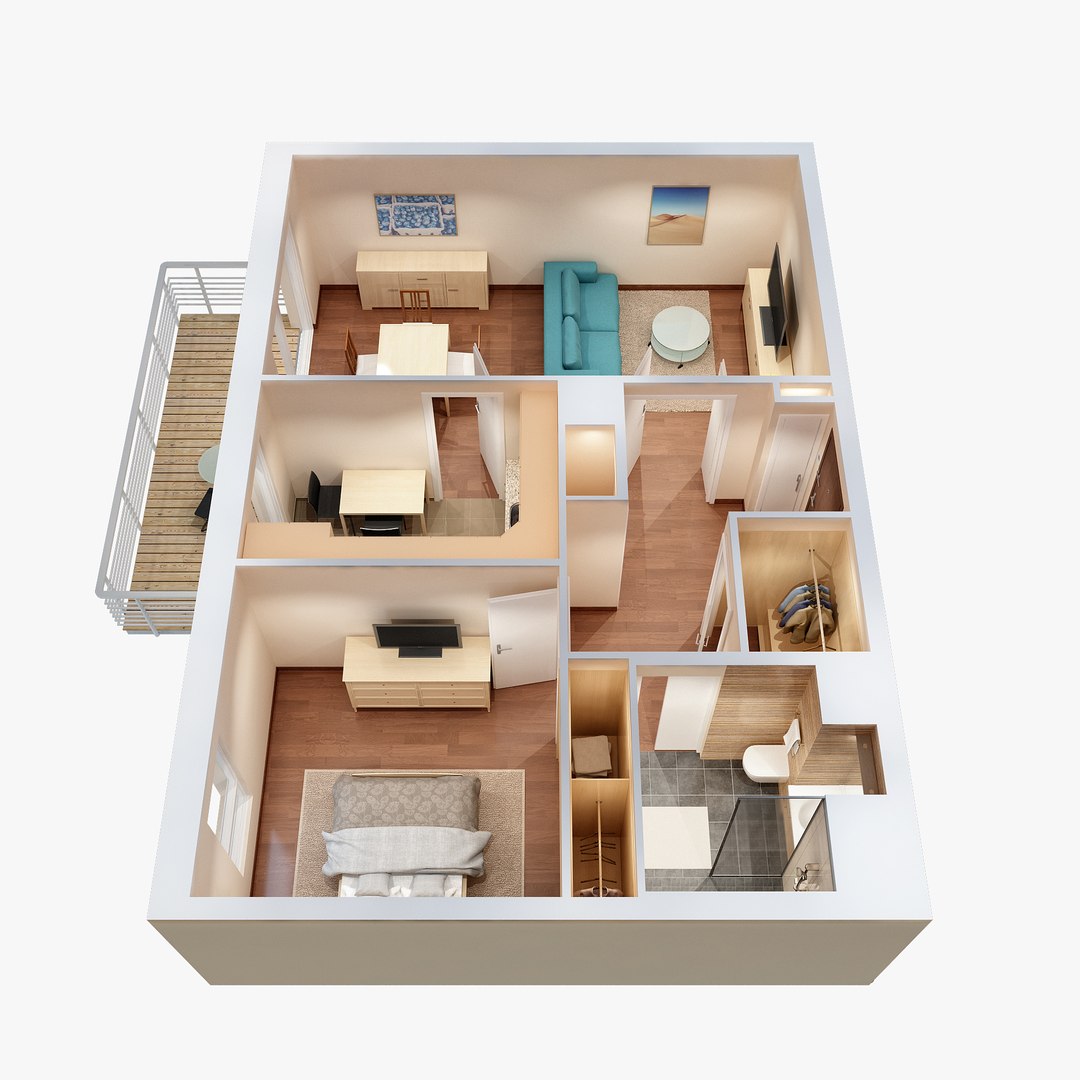 Lighting Floor Plan Scene 3d Model