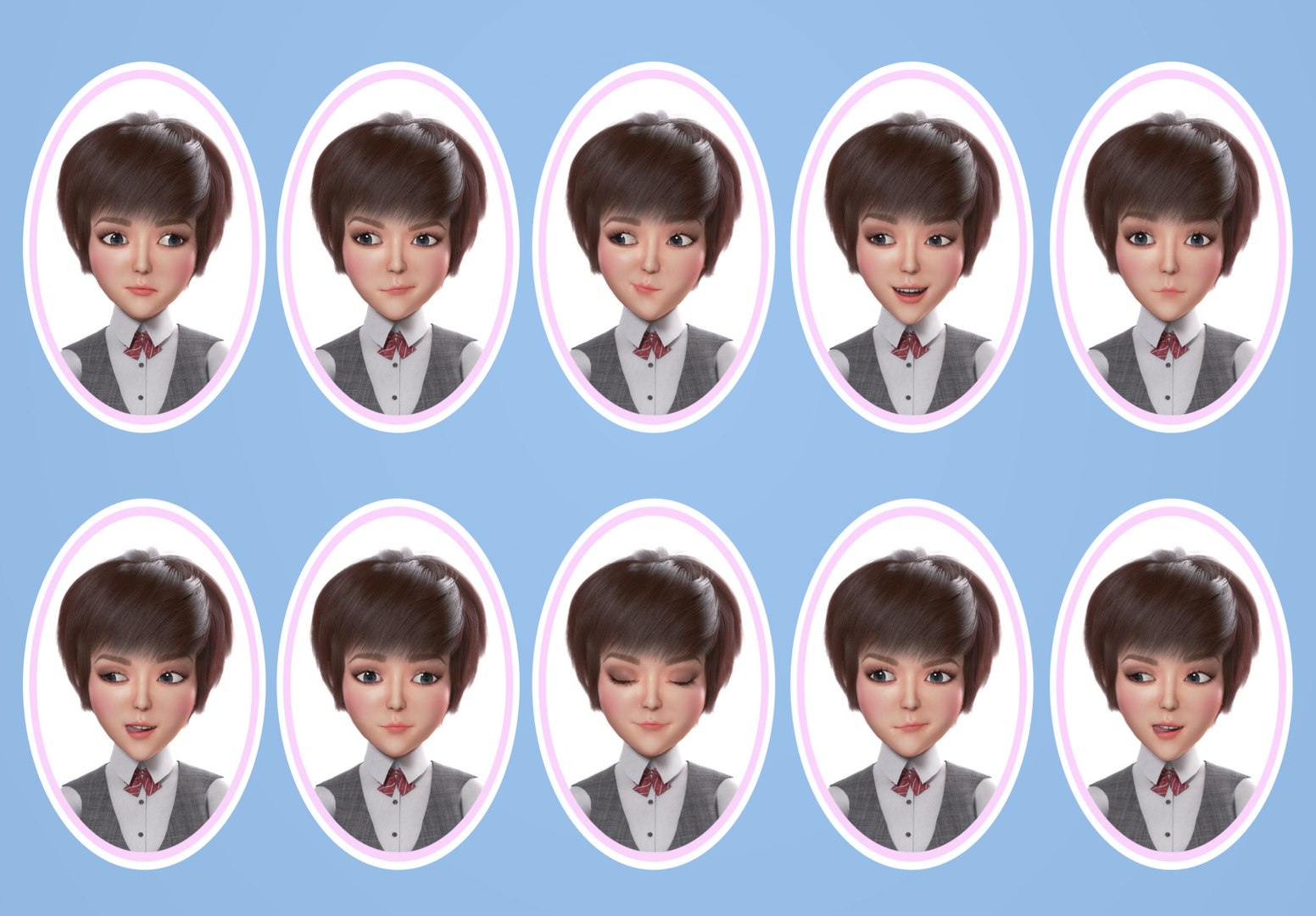 3D Model Business Suit Woman Cartoon Girl Rigger - TurboSquid 1767103