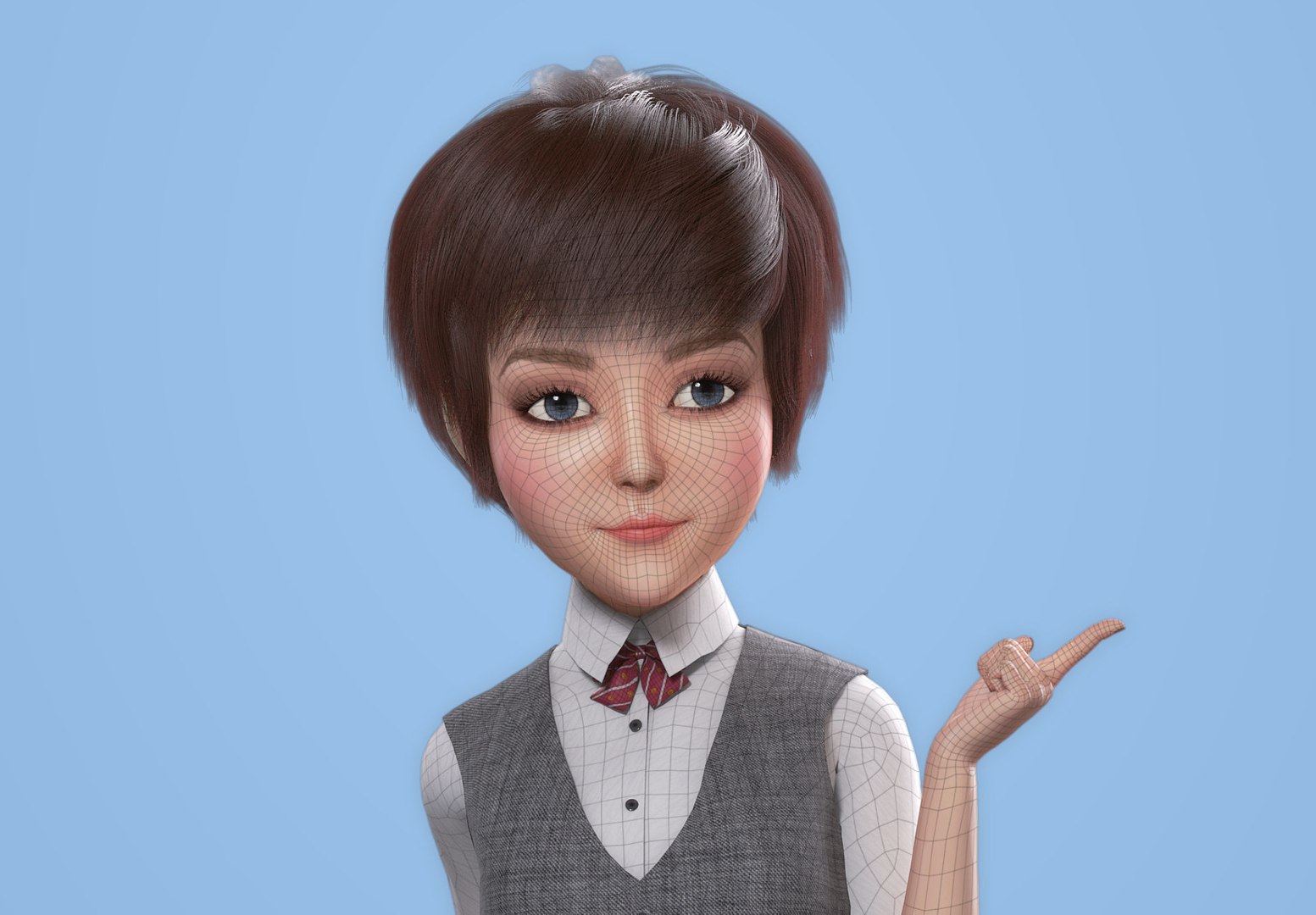 3D Model Business Suit Woman Cartoon Girl Rigger - TurboSquid 1767103