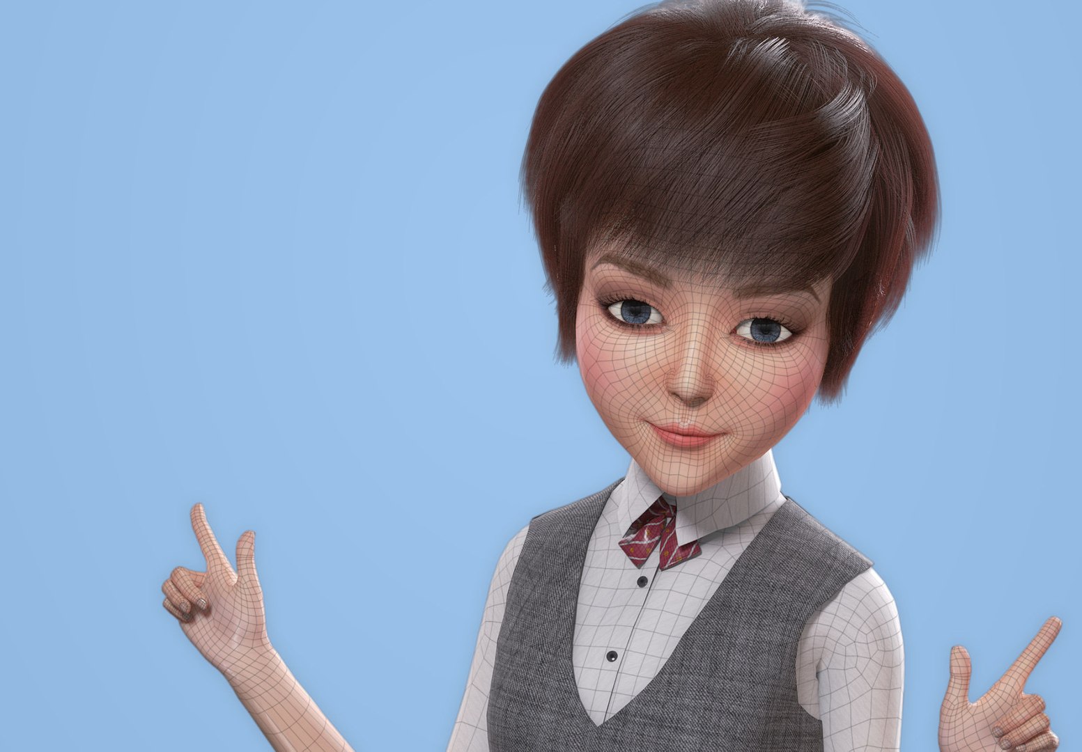 3D Model Business Suit Woman Cartoon Girl Rigger - TurboSquid 1767103