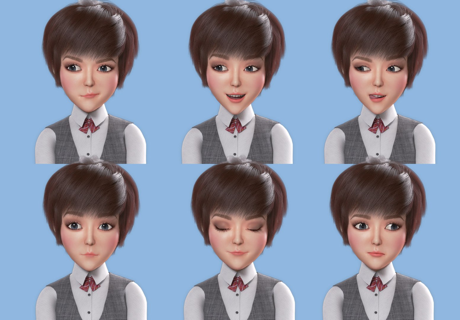 3D Model Business Suit Woman Cartoon Girl Rigger - TurboSquid 1767103