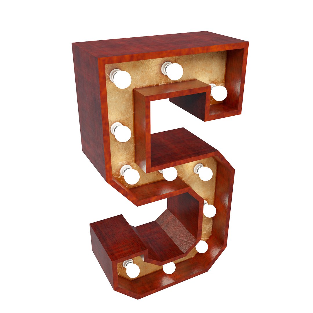 Marquee Number Five Wooden Led Glow Sign 3dmodel 3D Model - TurboSquid ...