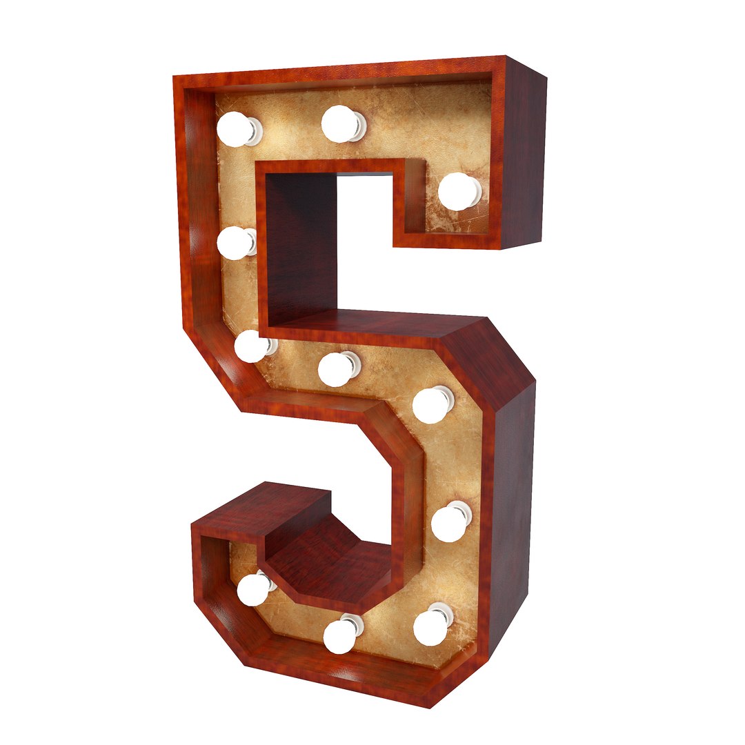 Marquee Number Five Wooden Led Glow Sign 3dmodel 3D Model - TurboSquid ...