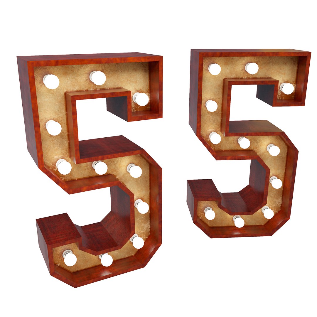 Marquee Number Five Wooden Led Glow Sign 3dmodel 3D Model - TurboSquid ...