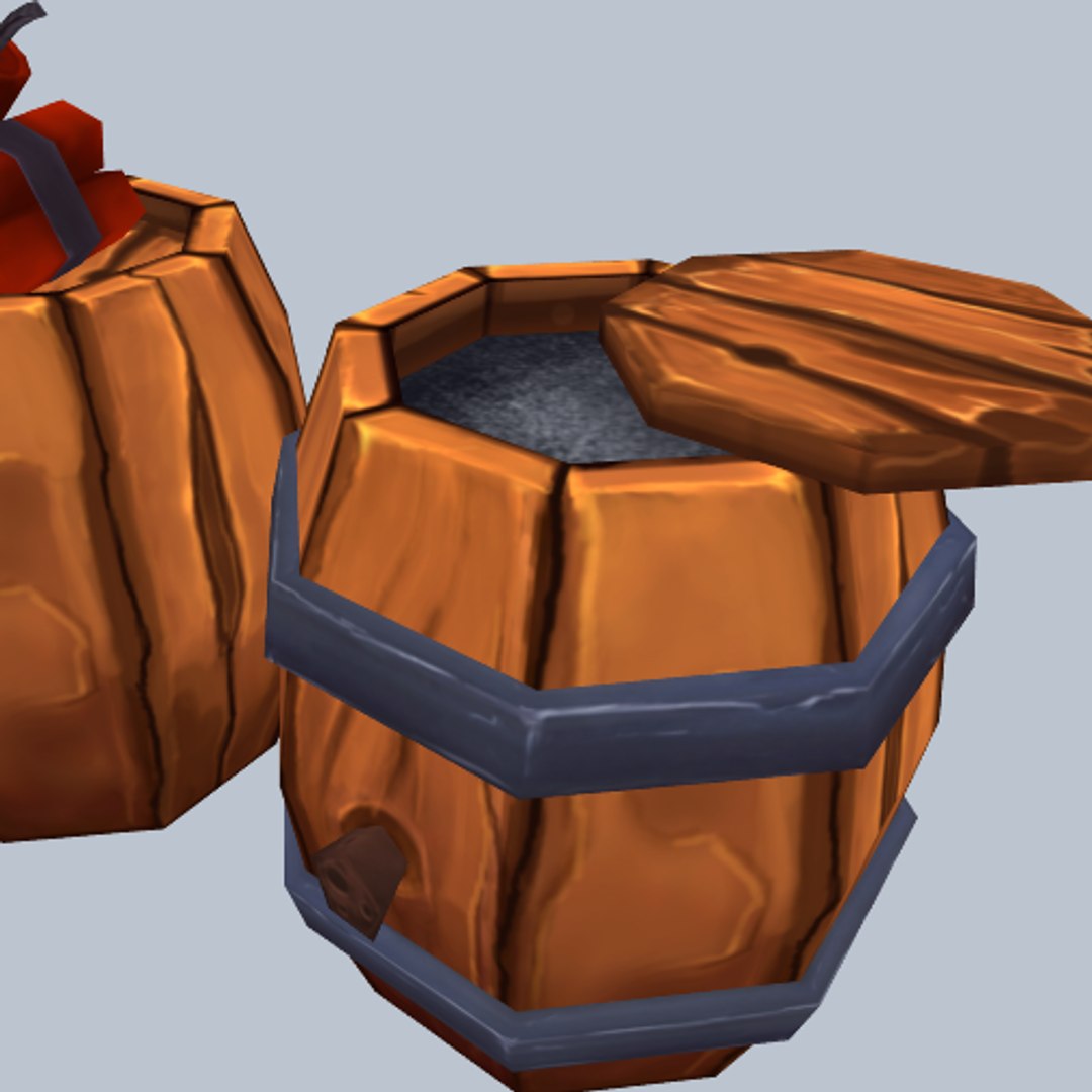 3d Set Dynamite Barrel Model