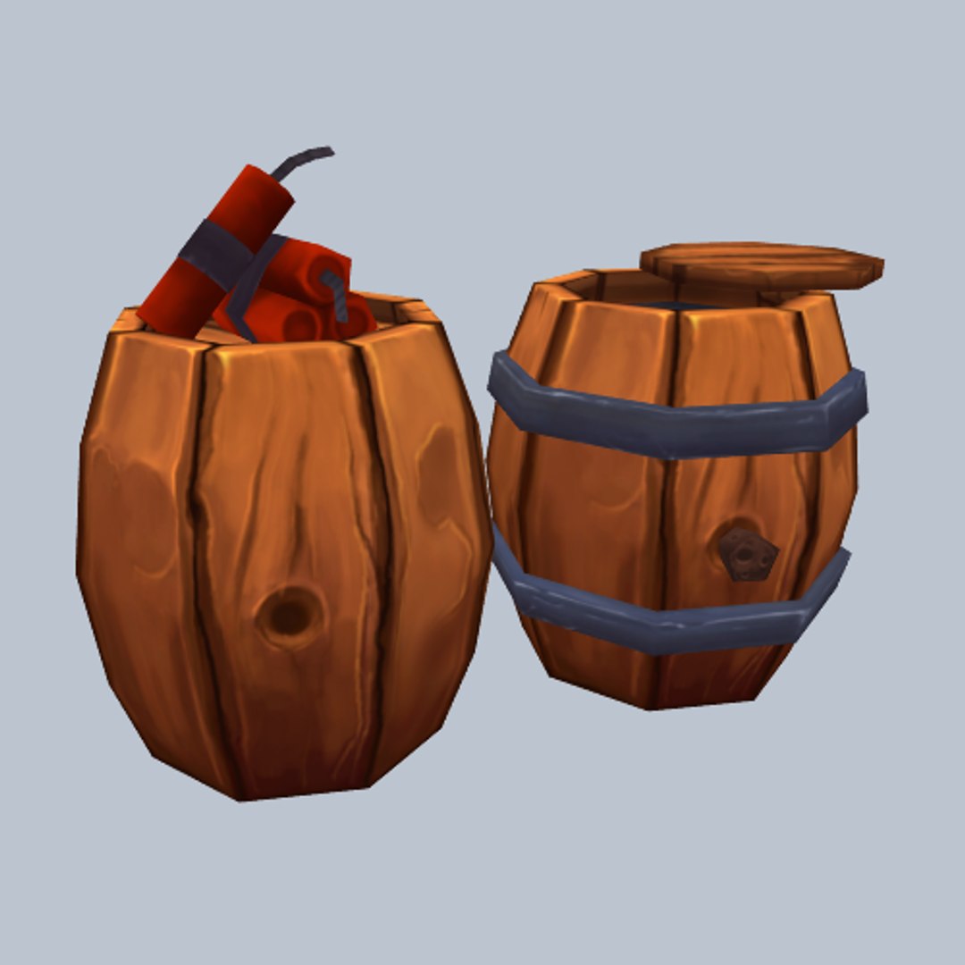3d Set Dynamite Barrel Model