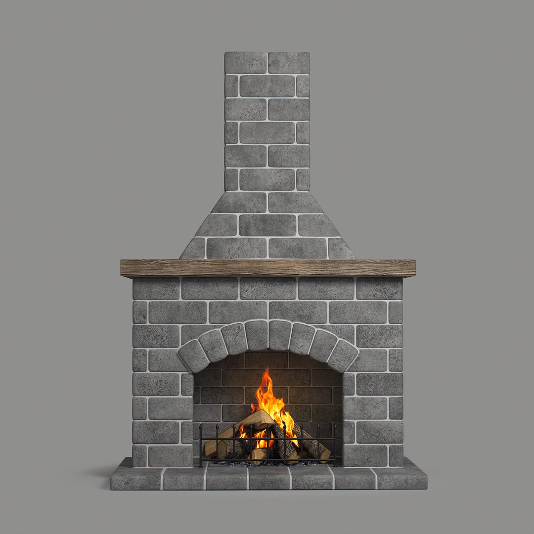 3d model fireplace place