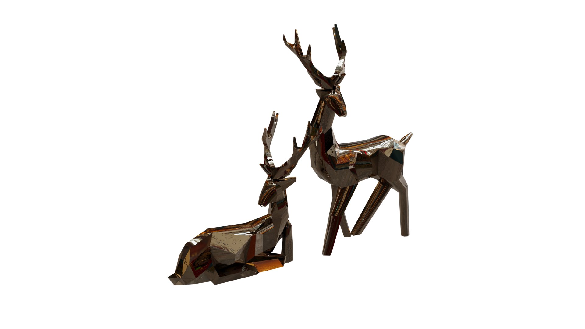 Statue Gold Stags 3D Model - TurboSquid 2227993