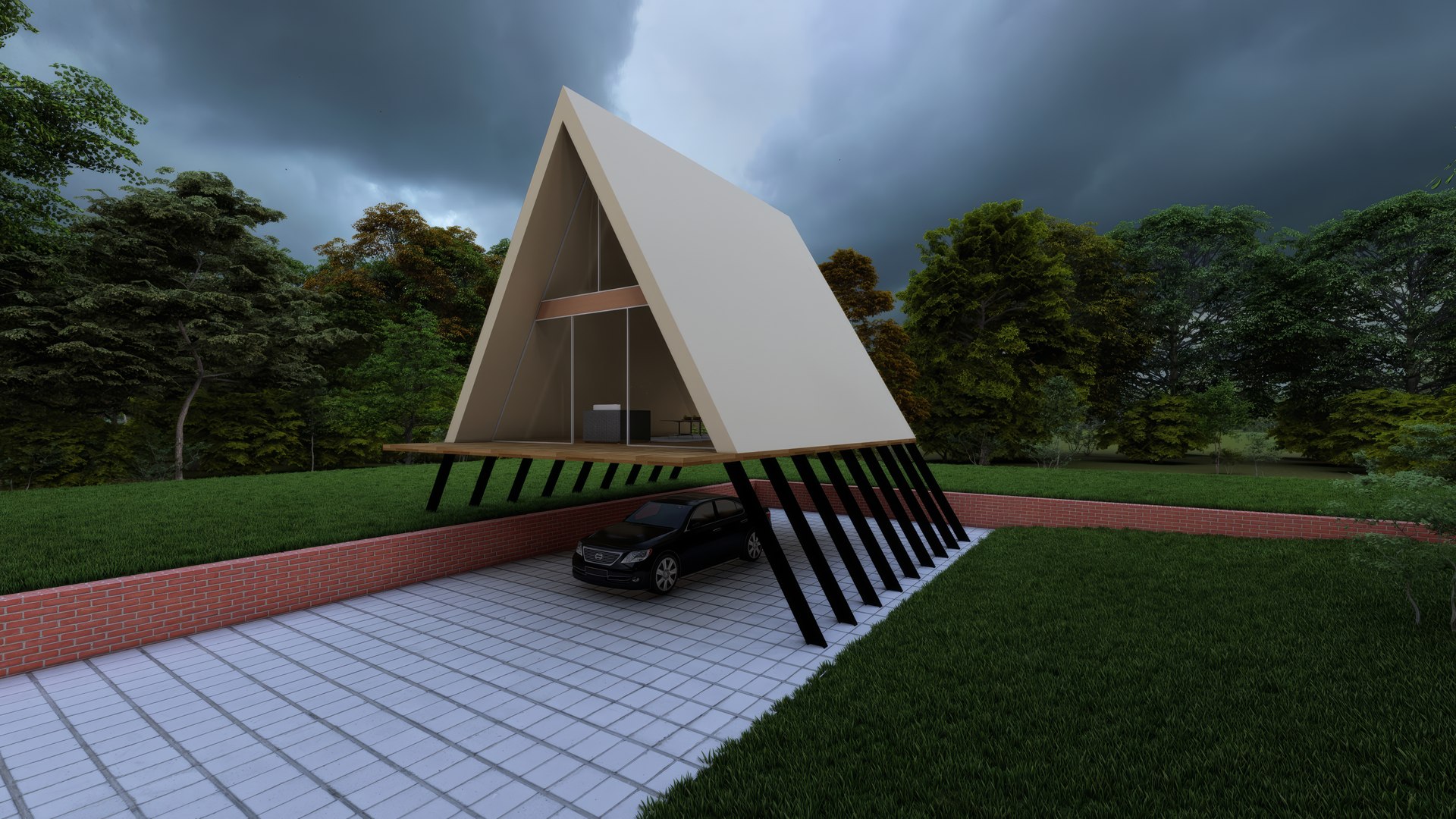 3D A Frame Cabin In The Woods - TurboSquid 2194969