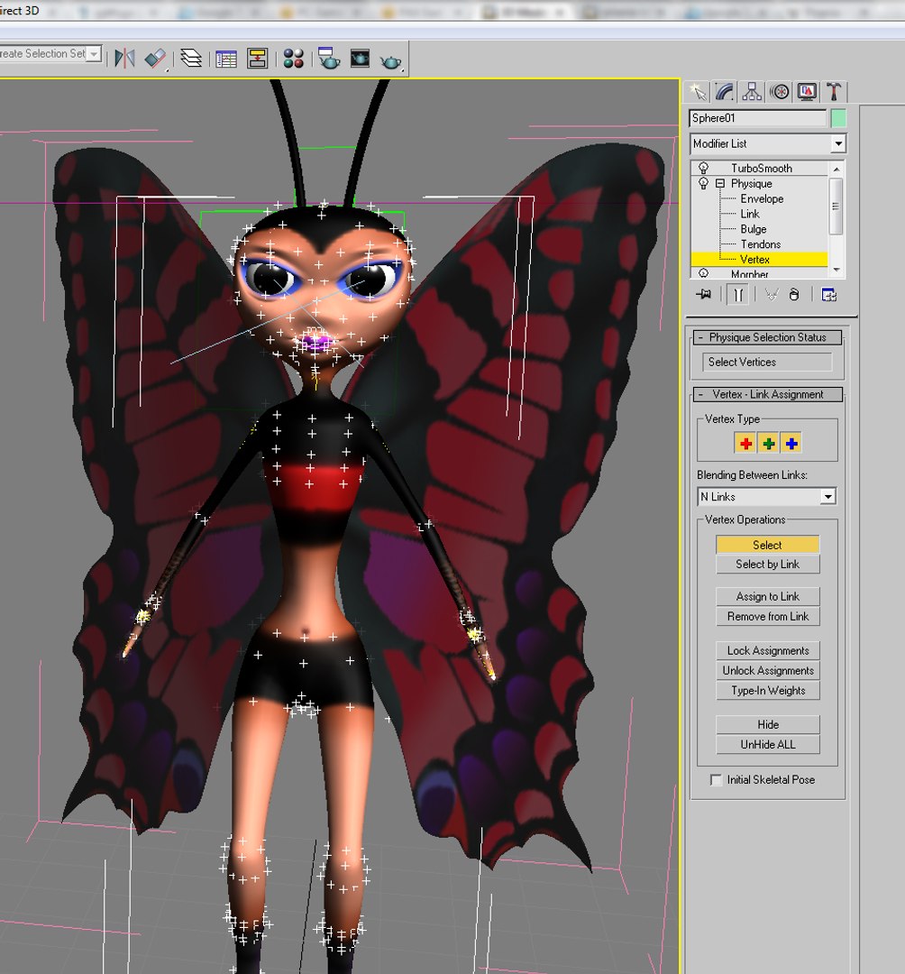 butterfly girl character 3d max