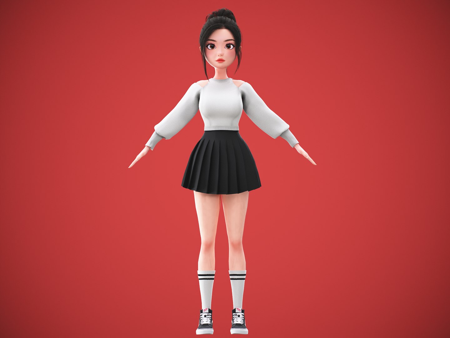 3D Stylized Cartoon Game Korean Girl Character Rigged - TurboSquid 2332748