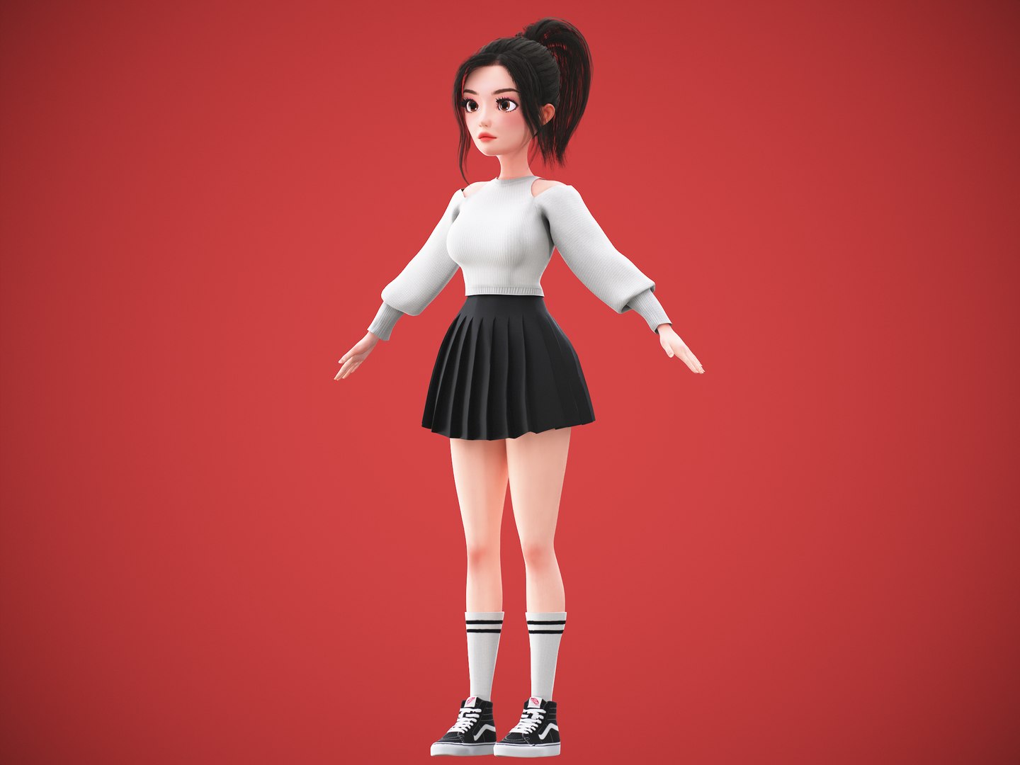 3D Stylized Cartoon Game Korean Girl Character Rigged - TurboSquid 2332748