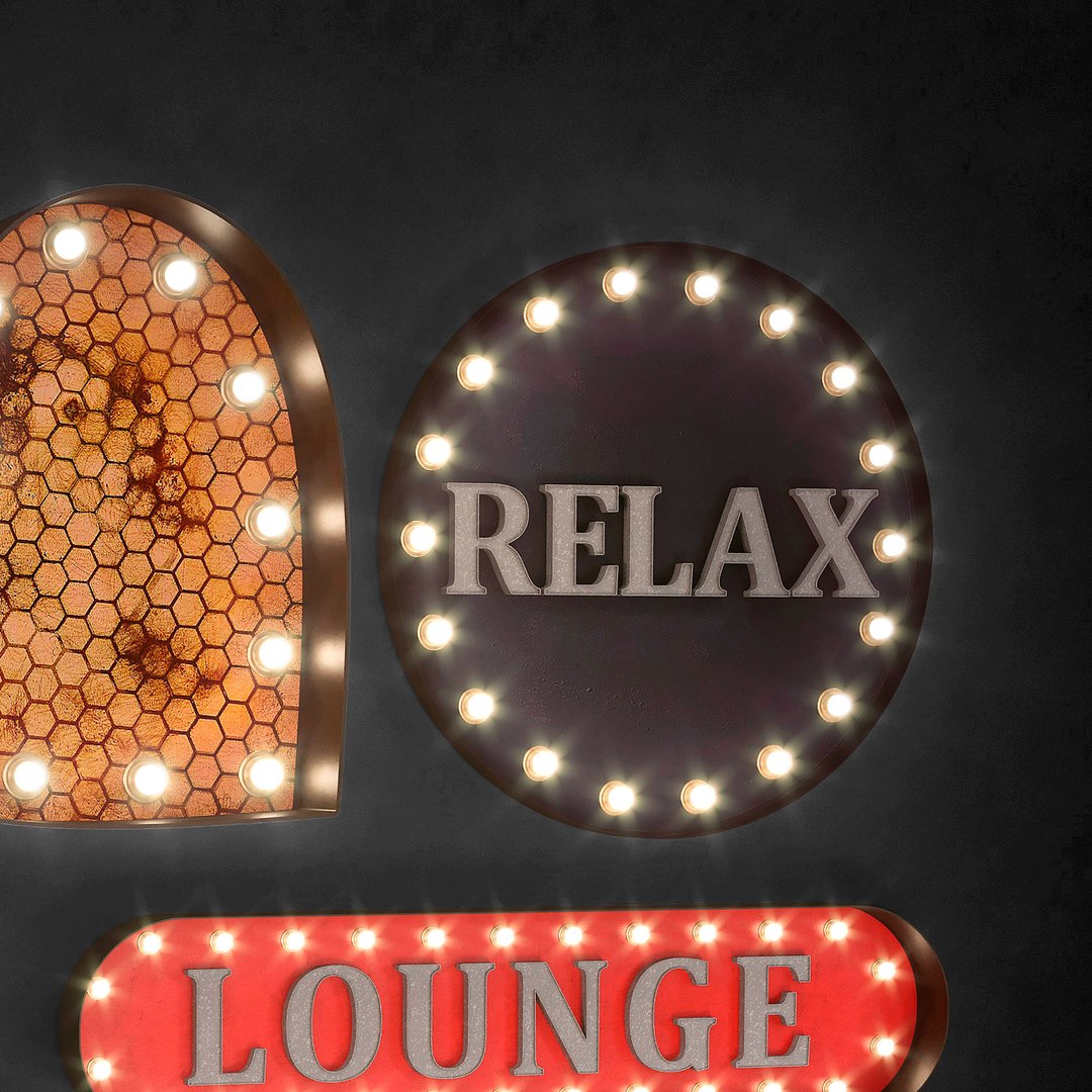 3D Lighted Metal Sign Set - TurboSquid 1646139