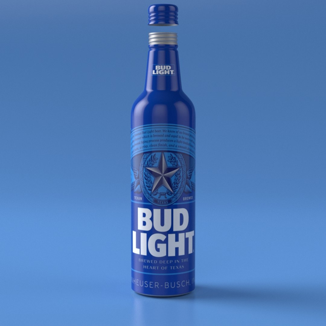 3D Model Budweiser Light Aluminum Bottle - TurboSquid 1518132