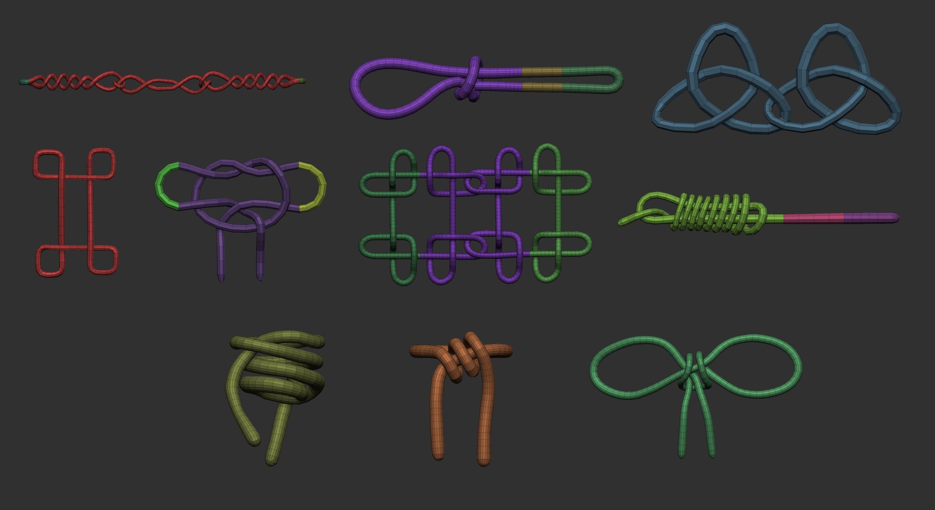 3D 20 Low Poly Knot Nodes Base Mesh Zbrush IMM And Curve Set - TurboSquid 2031519