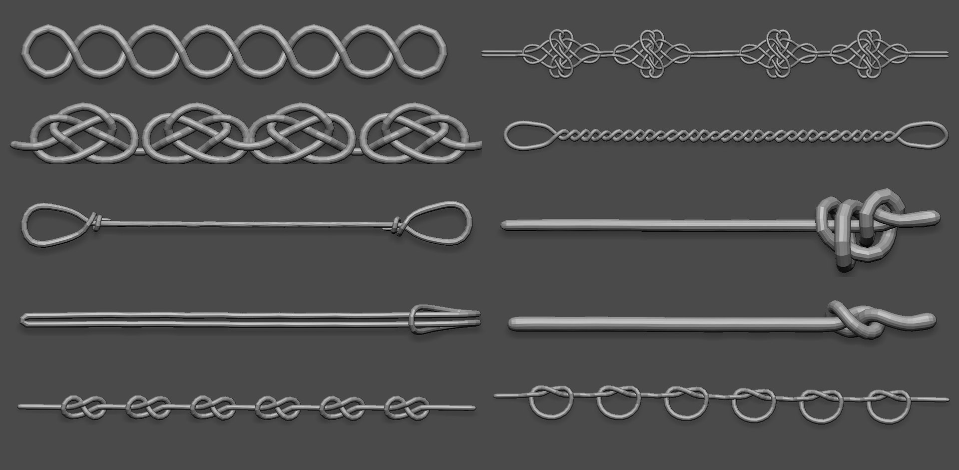 3D 20 Low Poly Knot Nodes Base Mesh Zbrush IMM And Curve Set ...