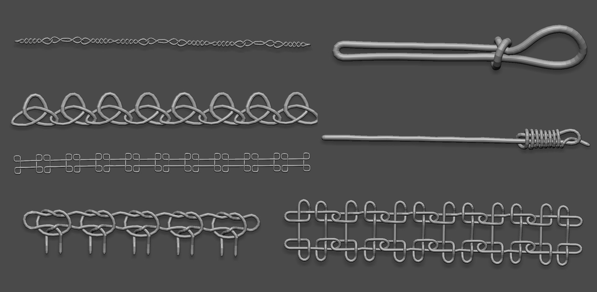 3D 20 Low Poly Knot Nodes Base Mesh Zbrush IMM And Curve Set ...