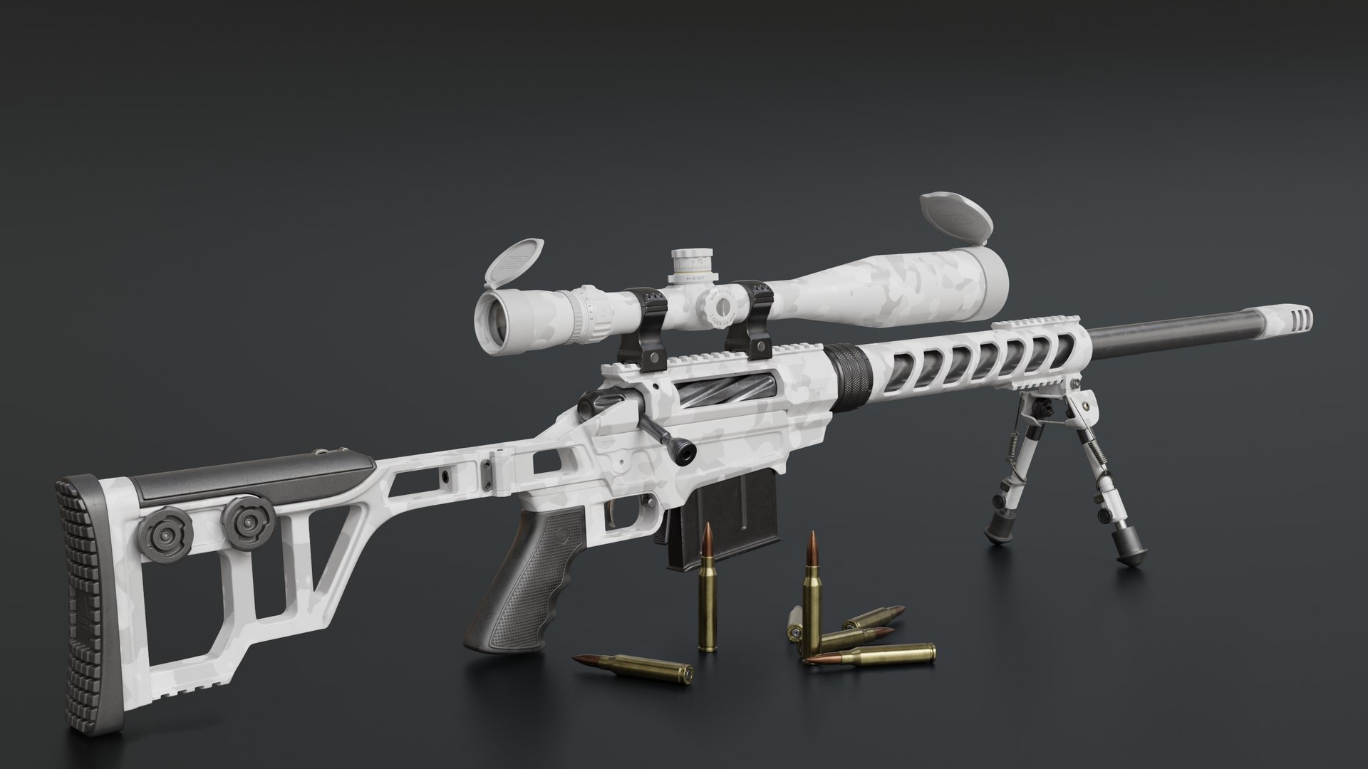 3D Sniper Rifle Lobaev Tsvl8 Stalingrad White - TurboSquid 2117582