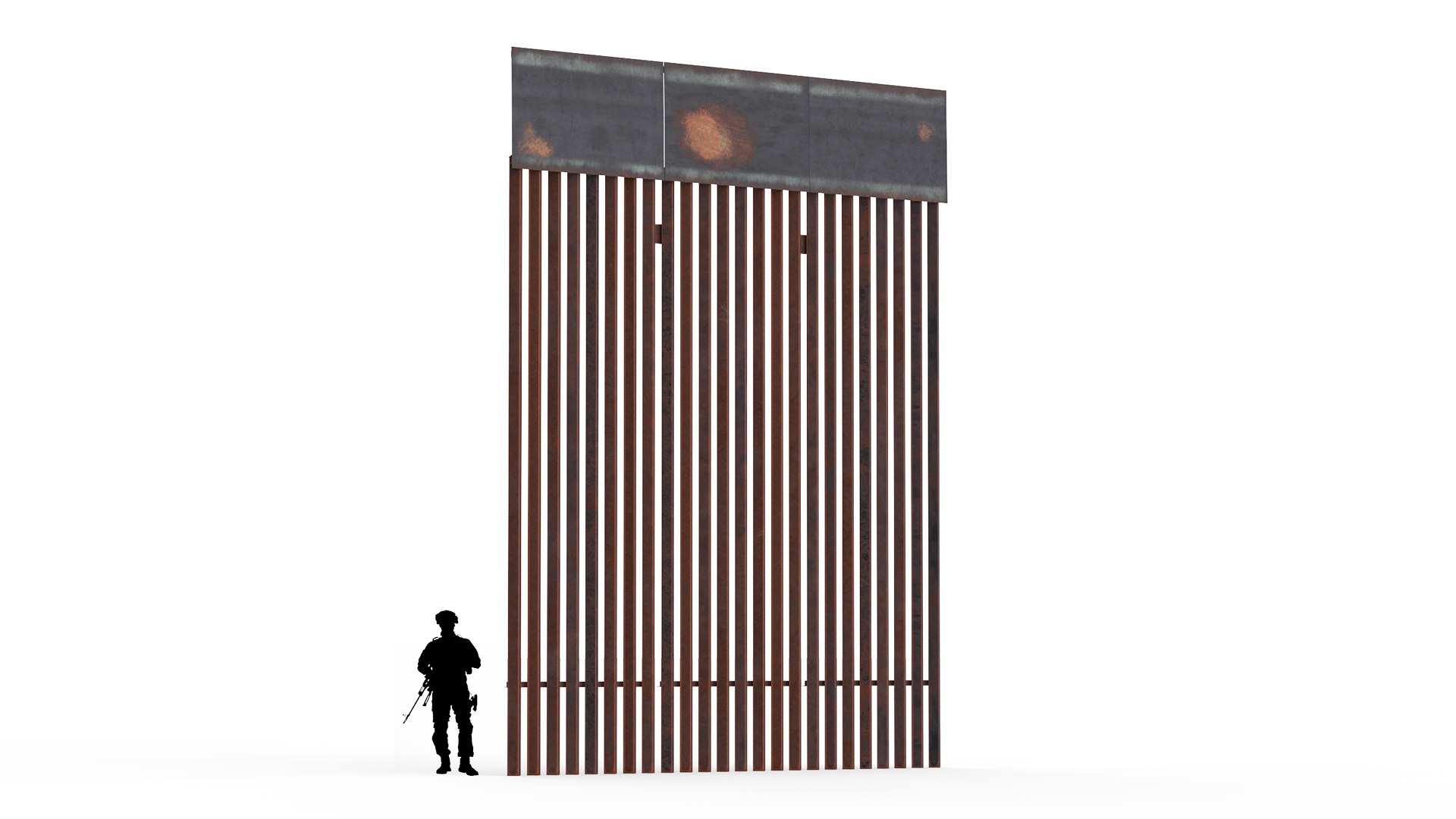 3D Metal Border Wall Model - TurboSquid 1959517