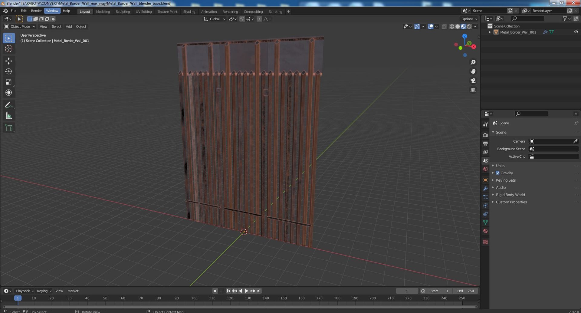 3D Metal Border Wall model - TurboSquid 1959517